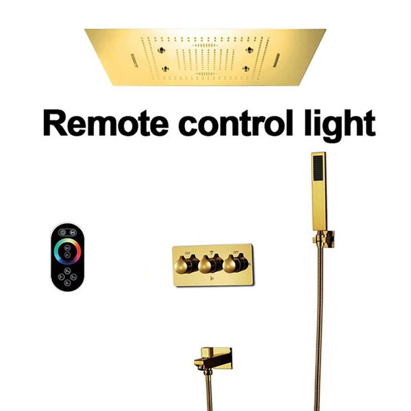 BathSelect Cerignola Thermostatic Remote Controlled LED Ceiling Shower ...