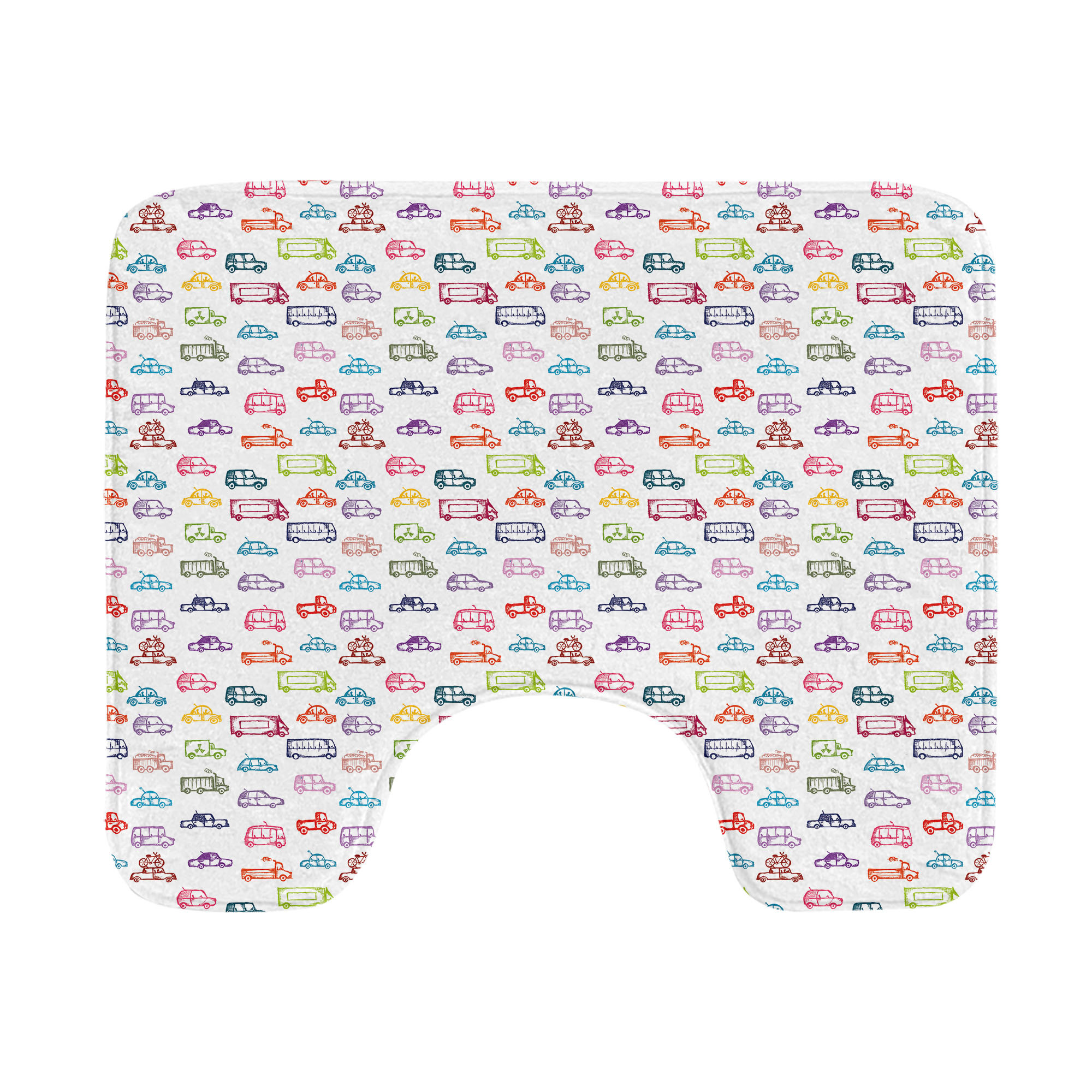 Ebern Designs Cars Toilet Mat U-Shape Bathroom Rug 2" Multicolor | Wayfair
