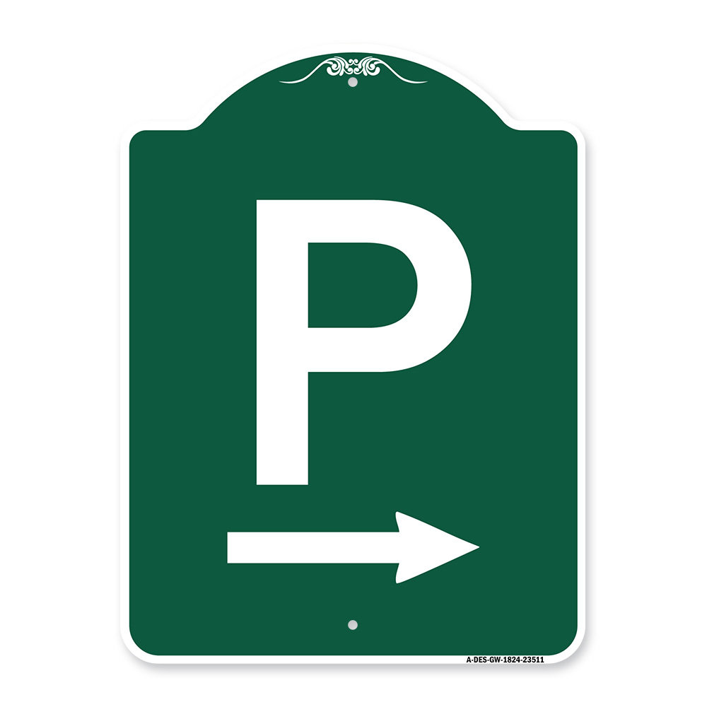 Signmission Designer Series Sign - P Symbol (With Right Arrow) | Green ...