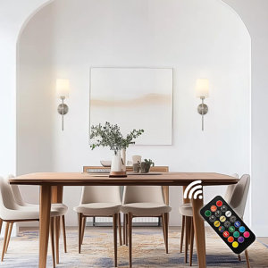 Ivy Bronx Battery Operated Wall Sconces Set With Remote Control ...