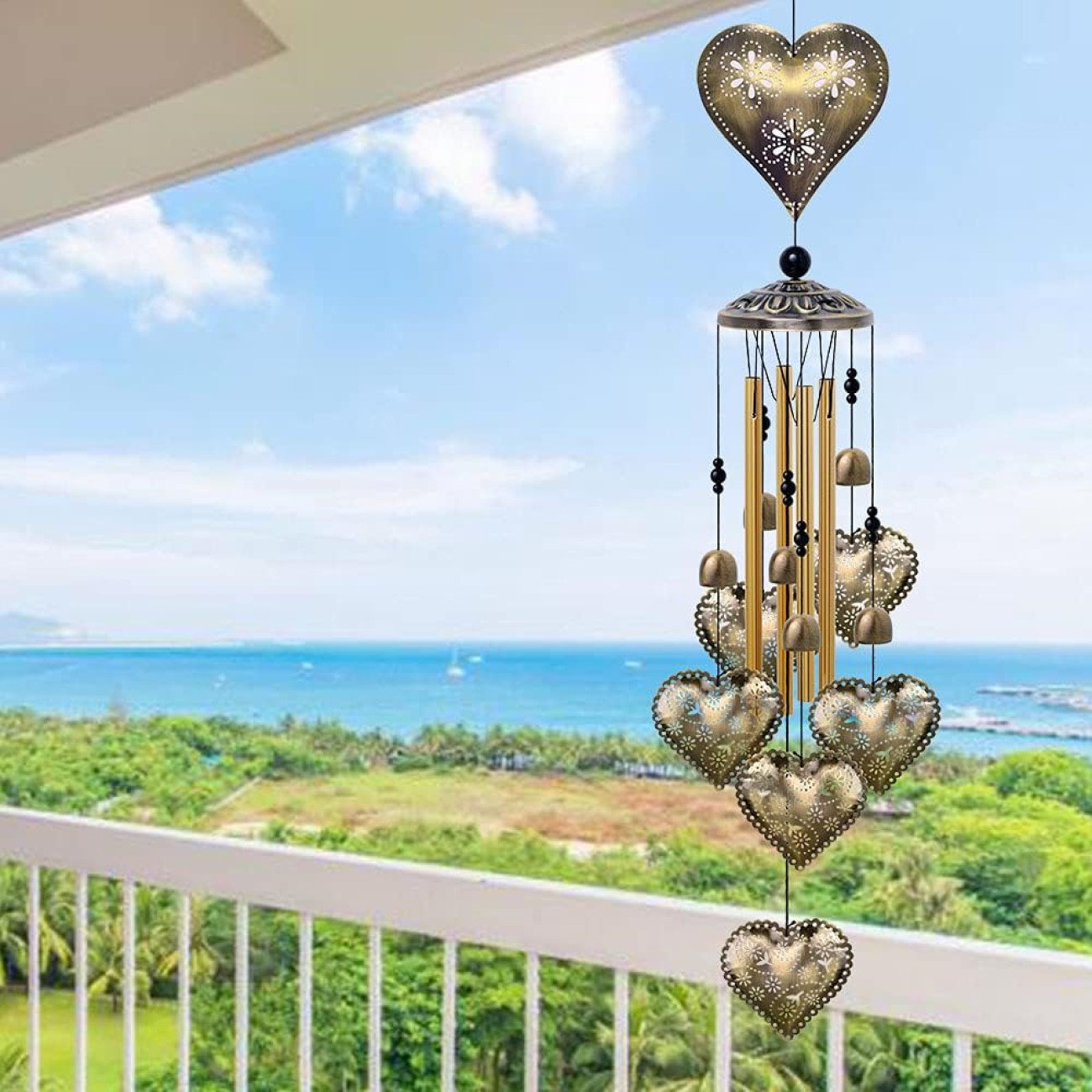 Arlmont & Co. Garden Loving Heart Wind Chimes Outdoor Indoor Decor With ...