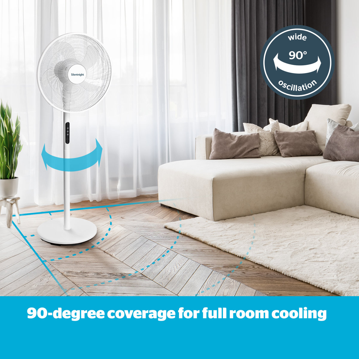 Silentnight Airmax 18inch Oscillating Stand Fan with 5 Speed Settings ...