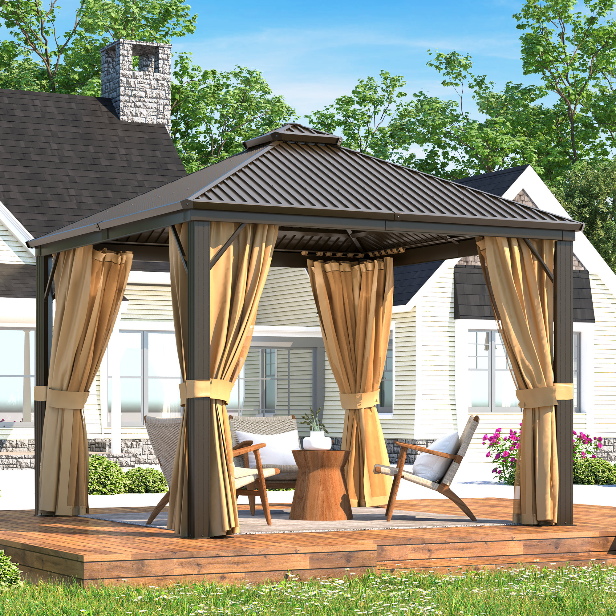 EROMMY 10 Ft. W x 10 Ft. D Aluminum Patio Gazebo | Wayfair