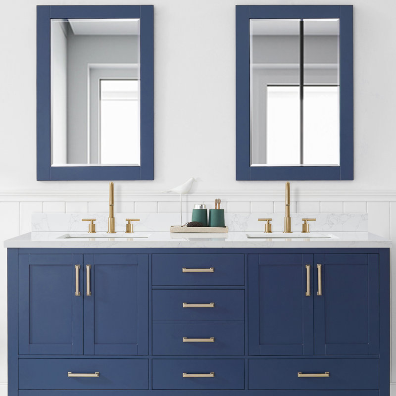 Vinnova Jaen 73'' Engineered Stone Double Vanity Top with Sink and 3 ...