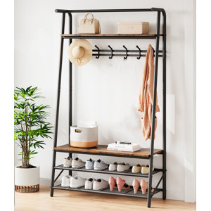 17 Stories Coat Rack Shoe Bench, 4-in-1 Hall Trees Entryway Bench With ...