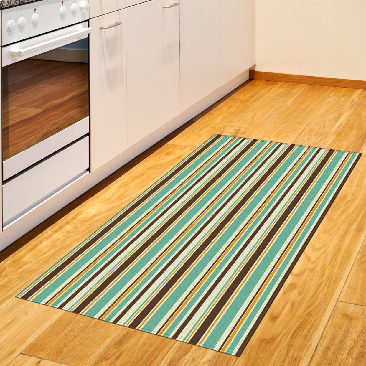 East Urban Home Striped High Density Long Fiber Poly Threads Decorative ...