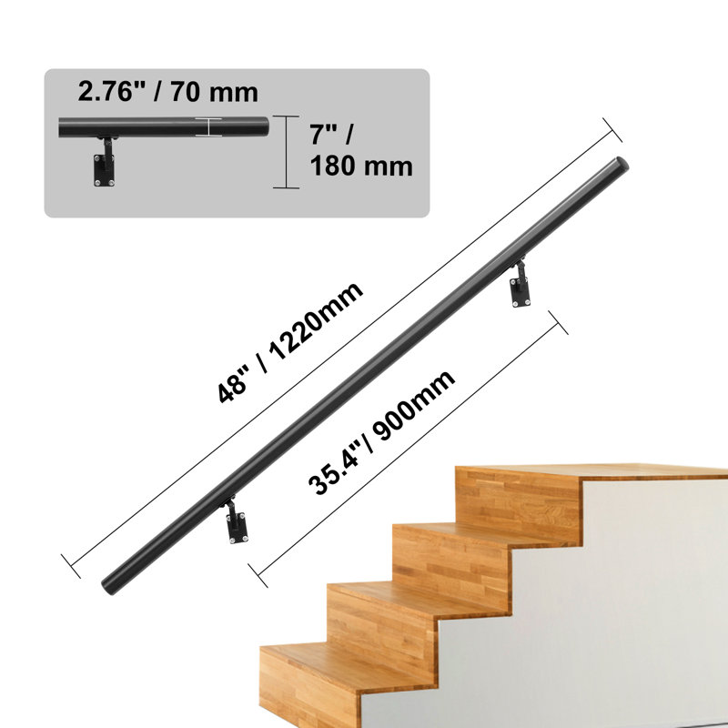 VEVOR Aluminum Alloy Wall Mount Handrails | Wayfair