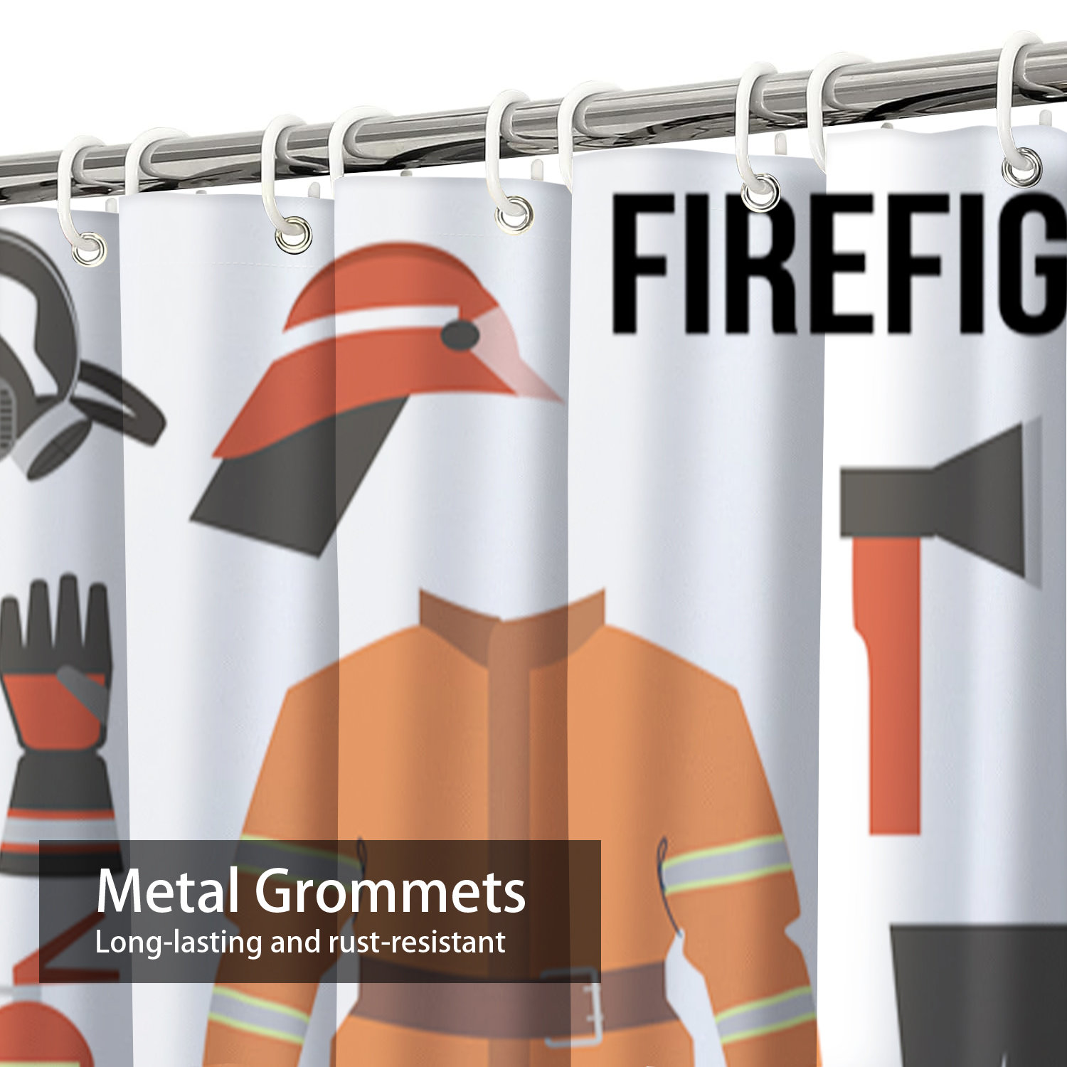 East Urban Home Red Waterproof Shower Curtain,Fire Helmet and Dog ...