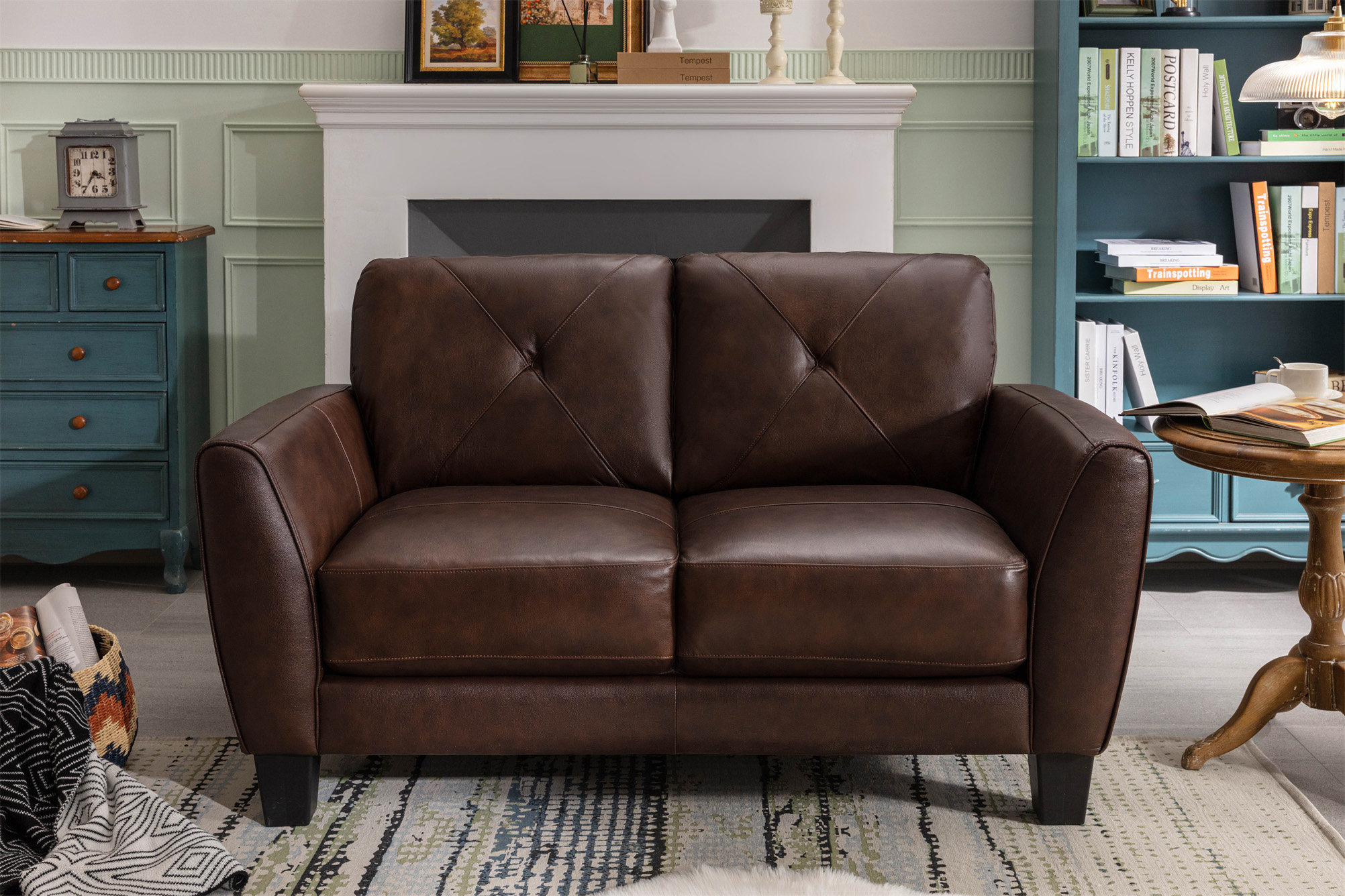 Latitude Run® 62" Genuine Leather Match Loveseat Living Room Coach ...
