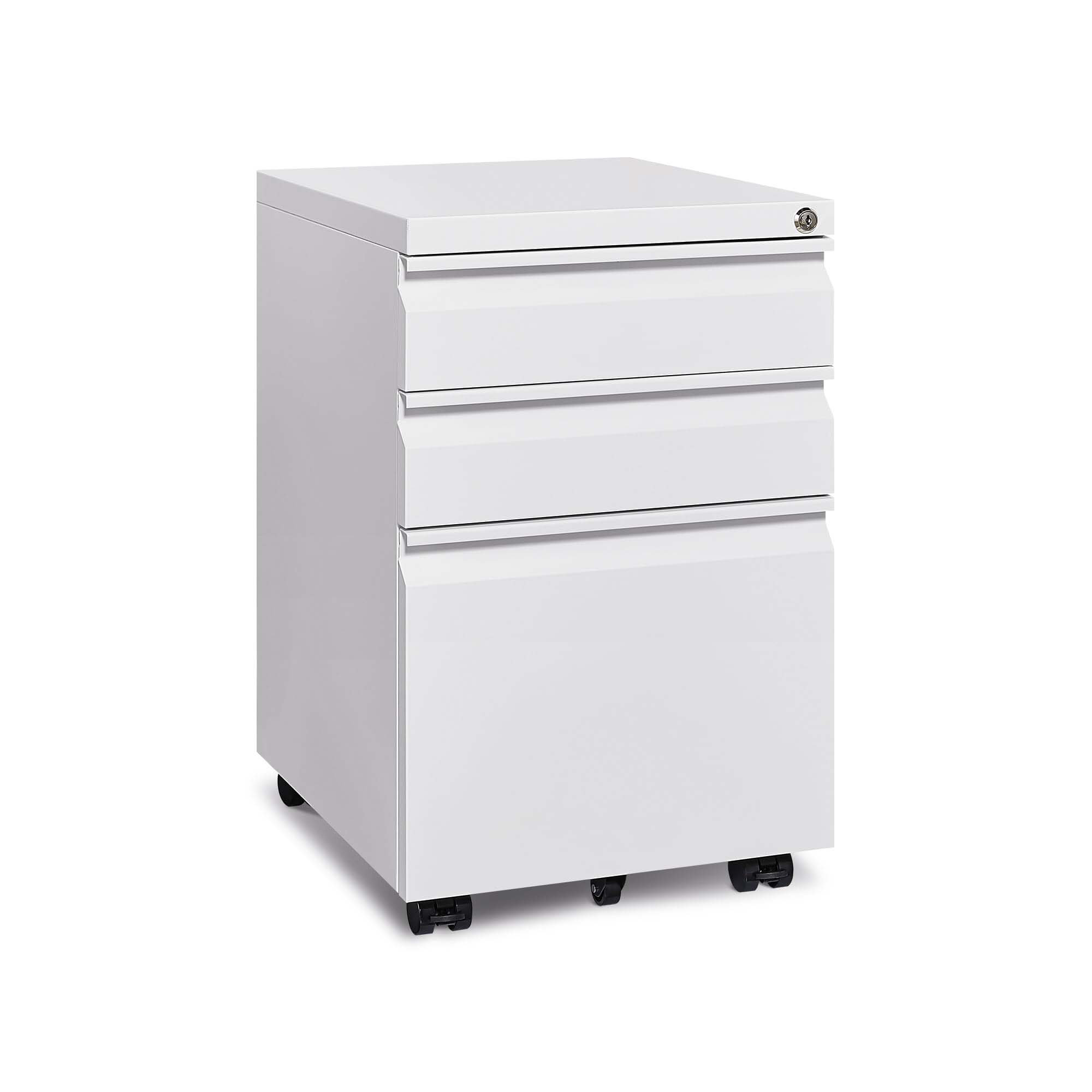 Inbox Zero Lockable 3 Drawer Filing Cabinet With Wheels | Wayfair