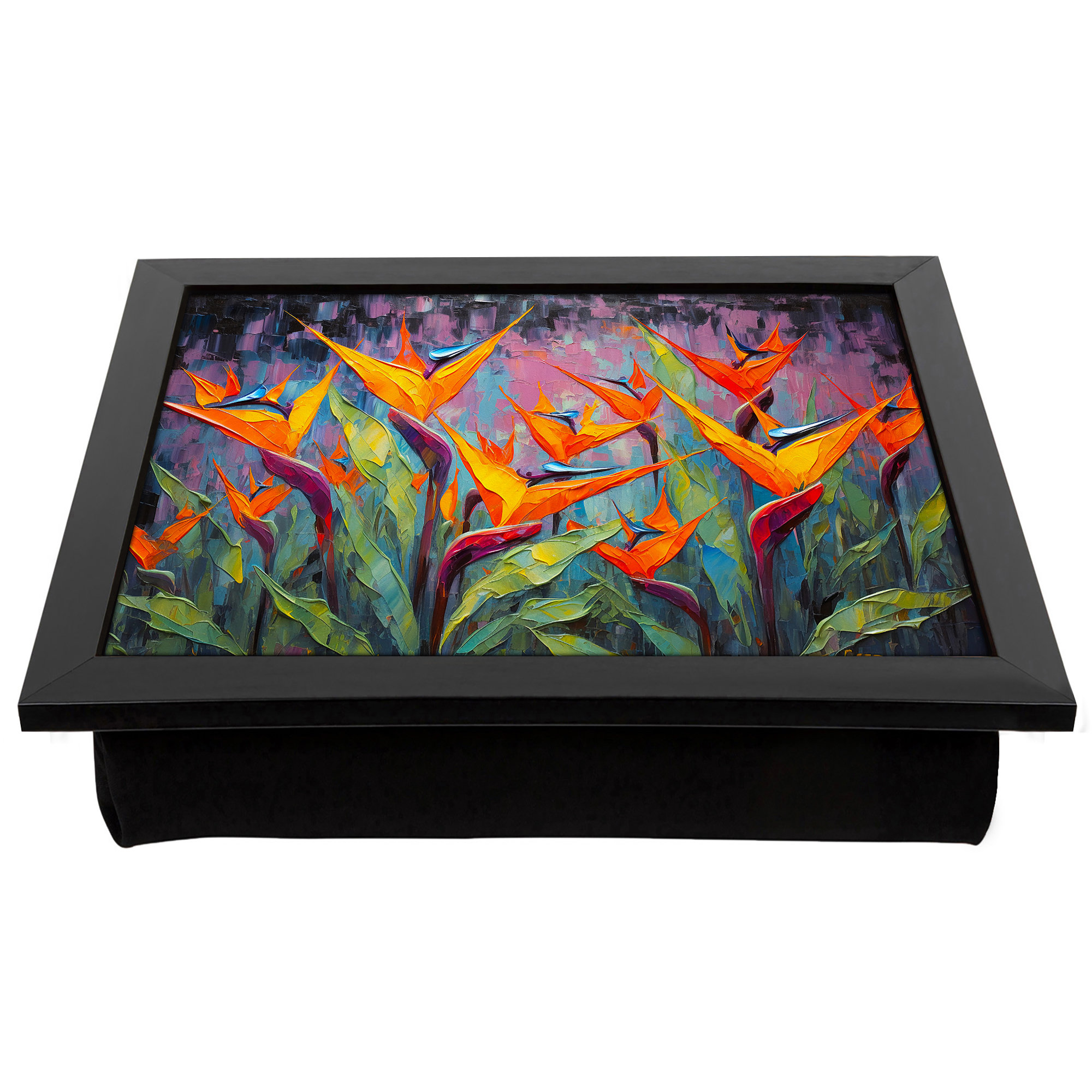 17 Stories Bird of Paradise Palette Knife Lap Tray with Cushion ...