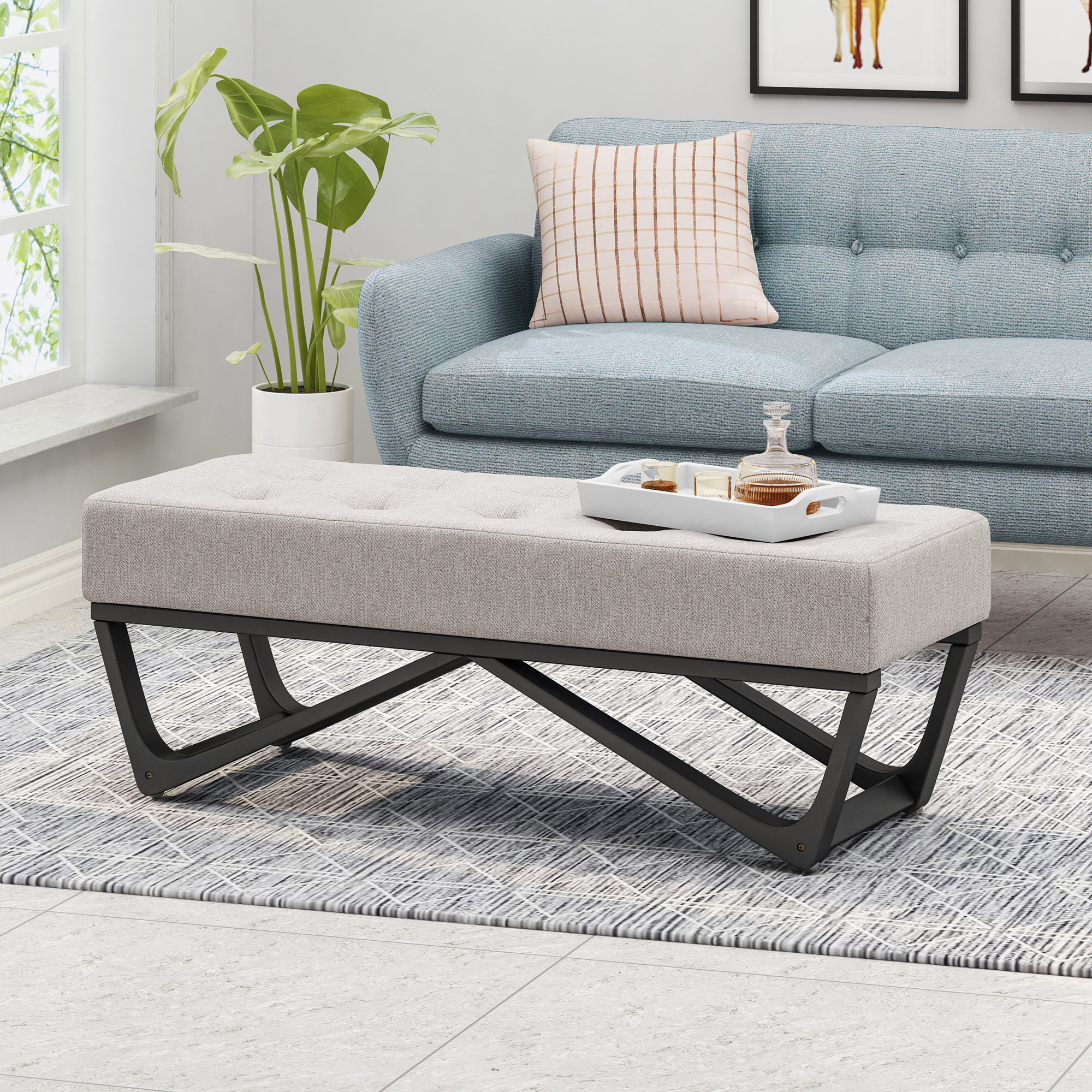 Ebern Designs Modern Ottoman Bench For Living Room | Wayfair