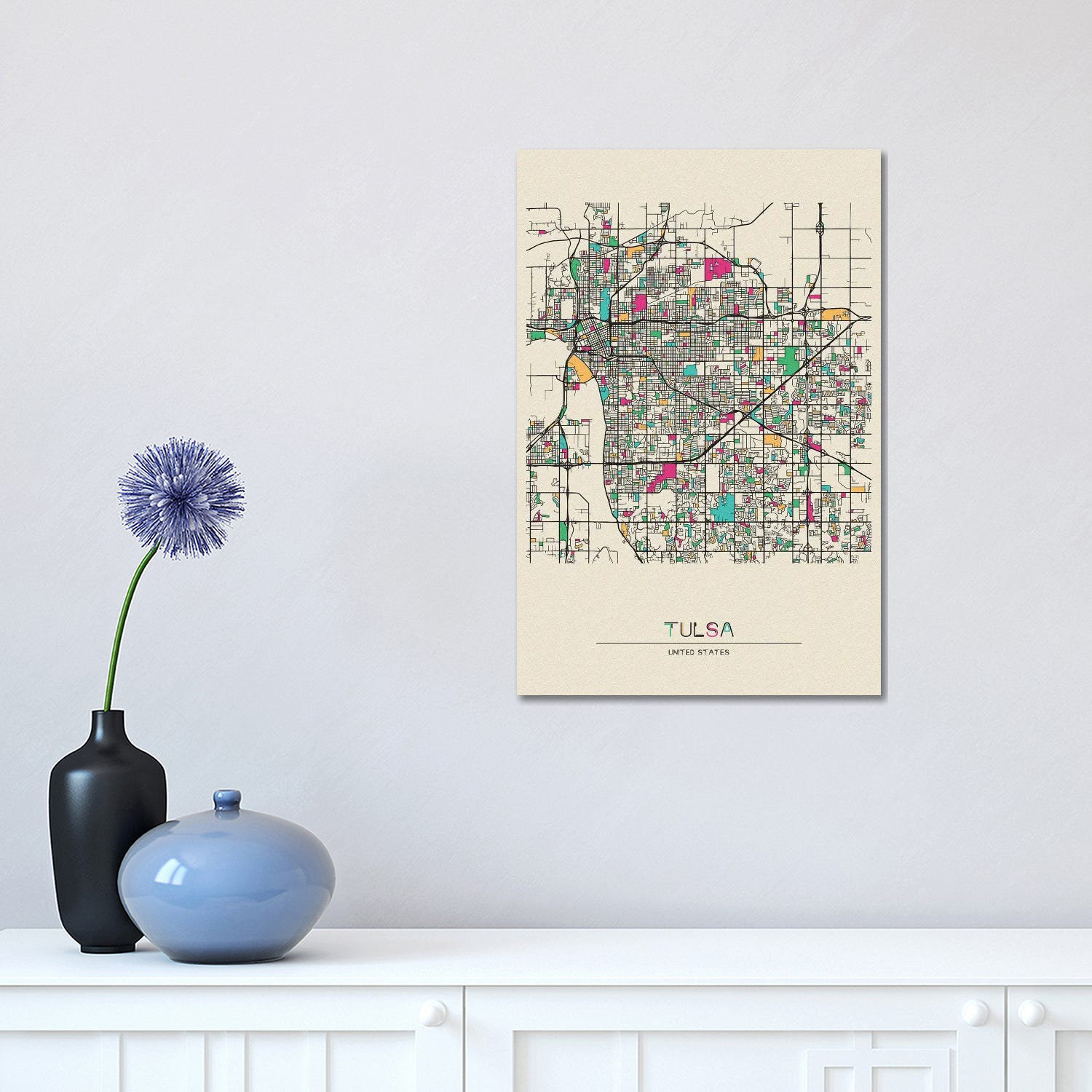 East Urban Home Tulsa, Oklahoma Map by - Wrapped Canvas | Wayfair