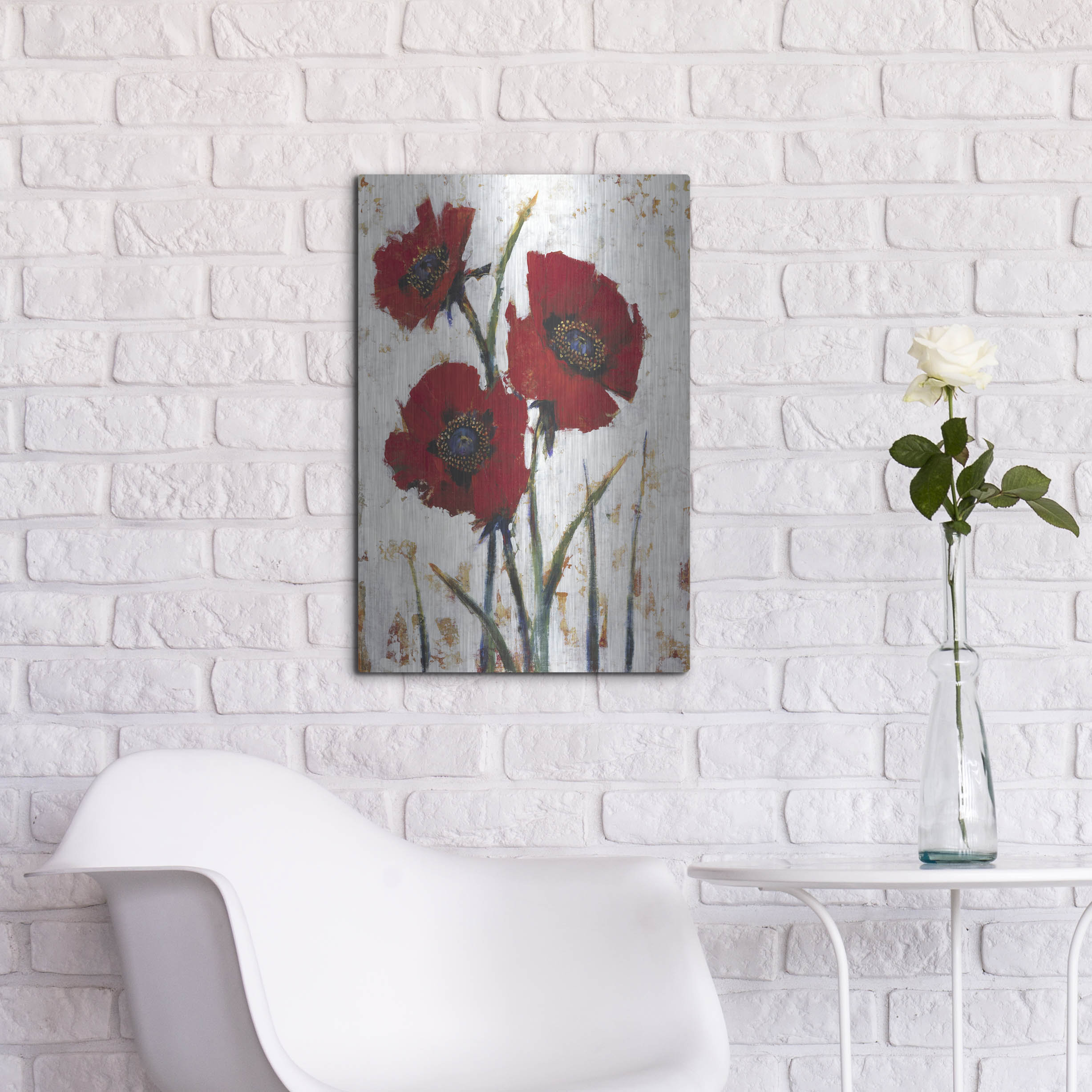 Luxe Metal Art 'Red Poppy Fresco I' By Tim O'Toole " Luxe Metal Art ...