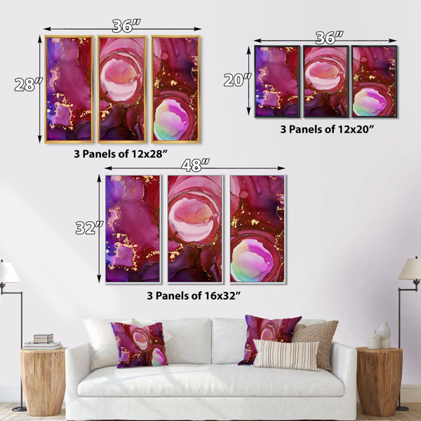 Everly Quinn " Brown Luxury Abstract Fluid Art VII " 3 - Pieces ...