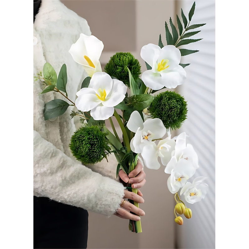 Primrue Fabric Orchid Arrangement in Vase | Wayfair