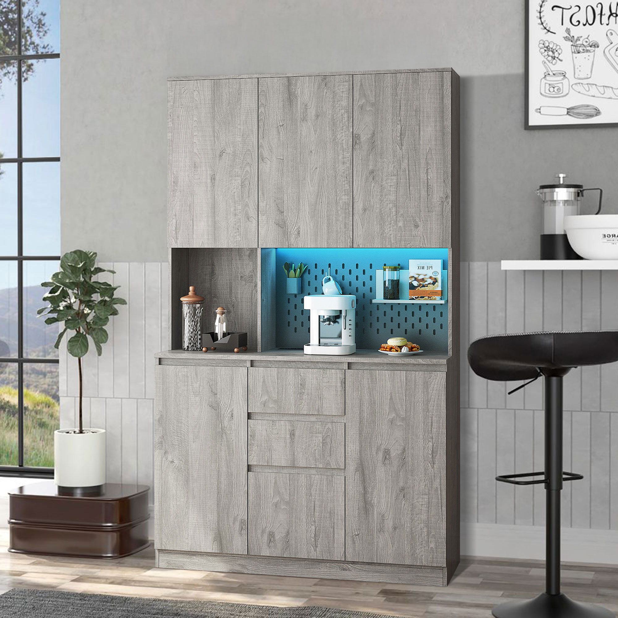 Wrought Studio Kitchen Sideboard Storage Cabinet With Charging Station ...