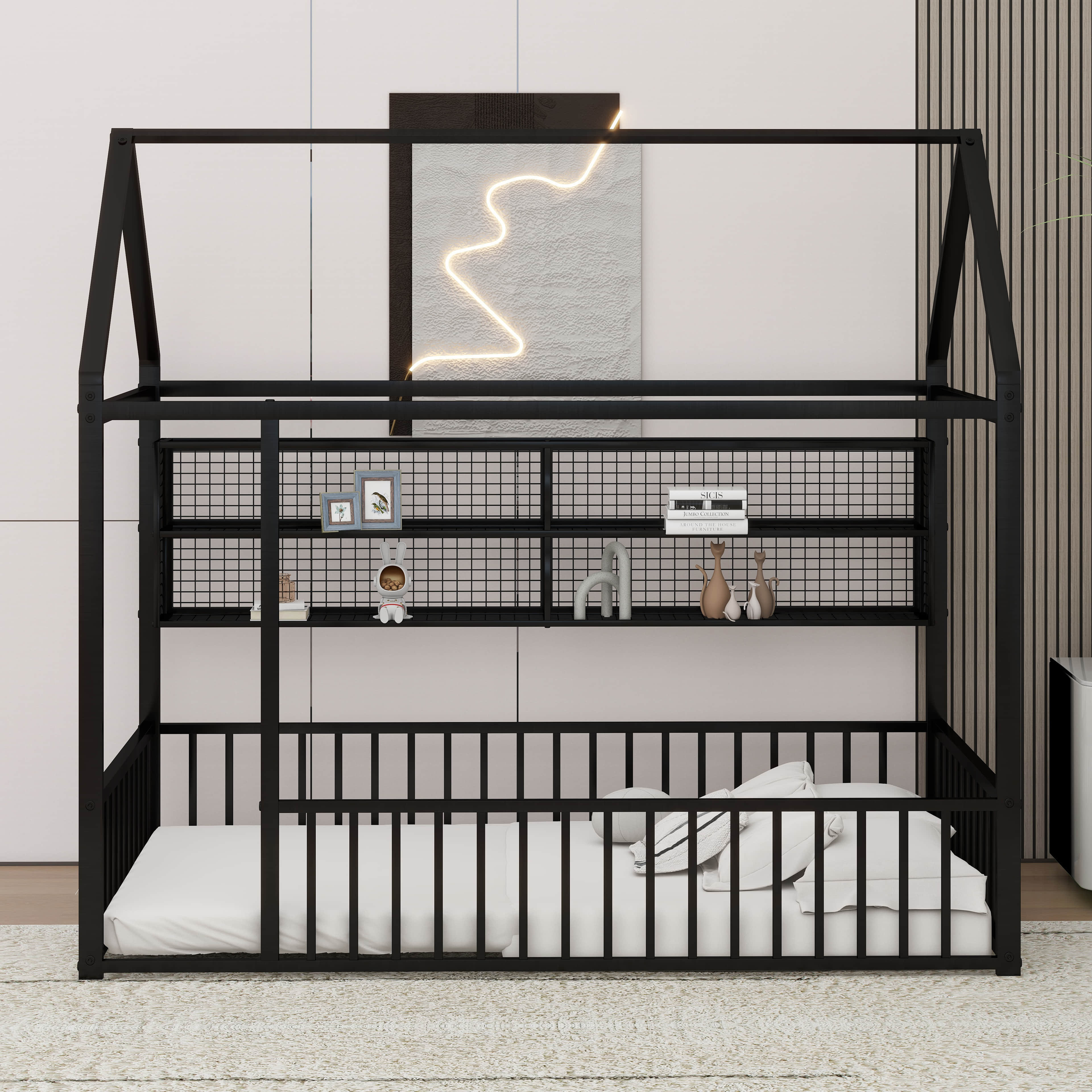 Harper Orchard Full Size Metal Daybed With House Roof, House Bed With ...