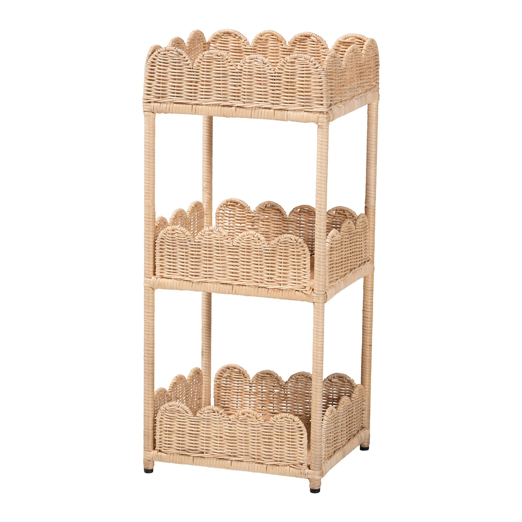 East Urban Home Bali & Pari Brooks Natural Rattan 3-Tier Storage Shelf ...