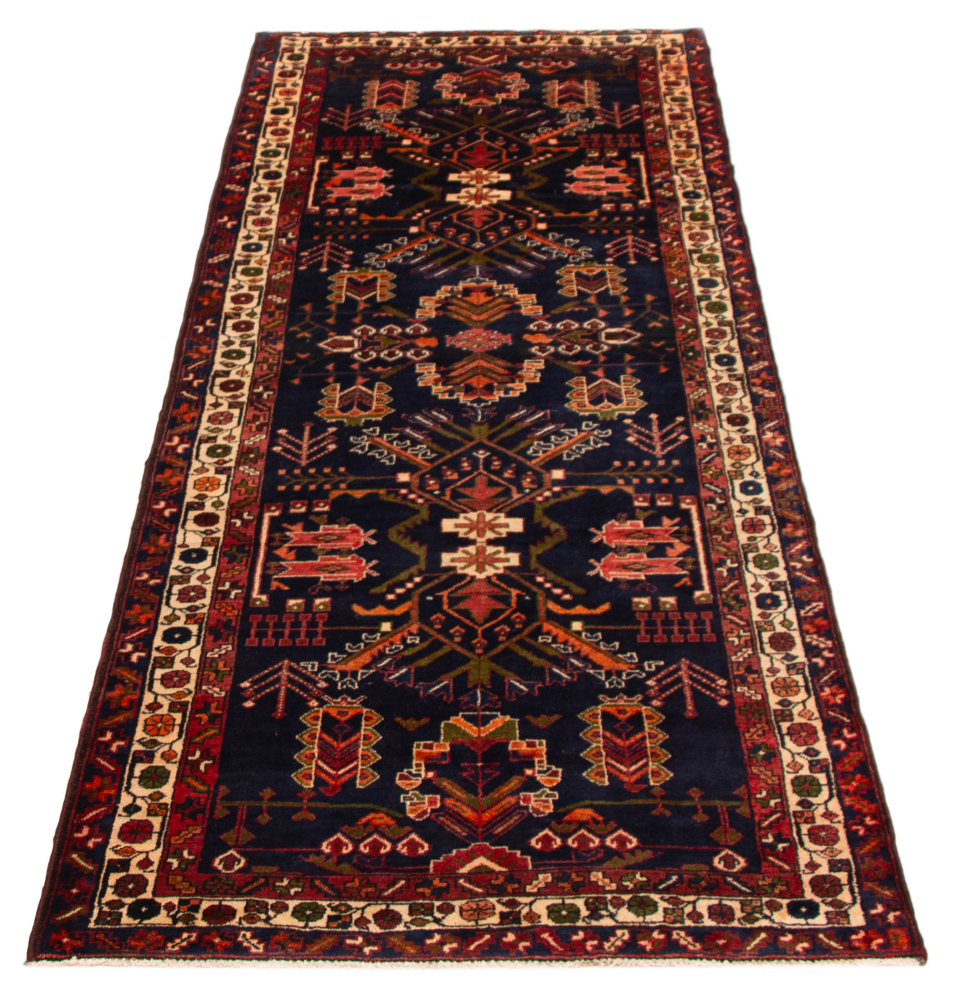 Bloomsbury Market Hand Knotted Anadol Navy Wool Rug 3'9" x 10'1" | Wayfair