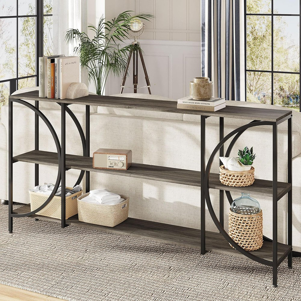 17 Stories 70.9 Inch Console Table, Farmhouse Entryway Table With 3 ...
