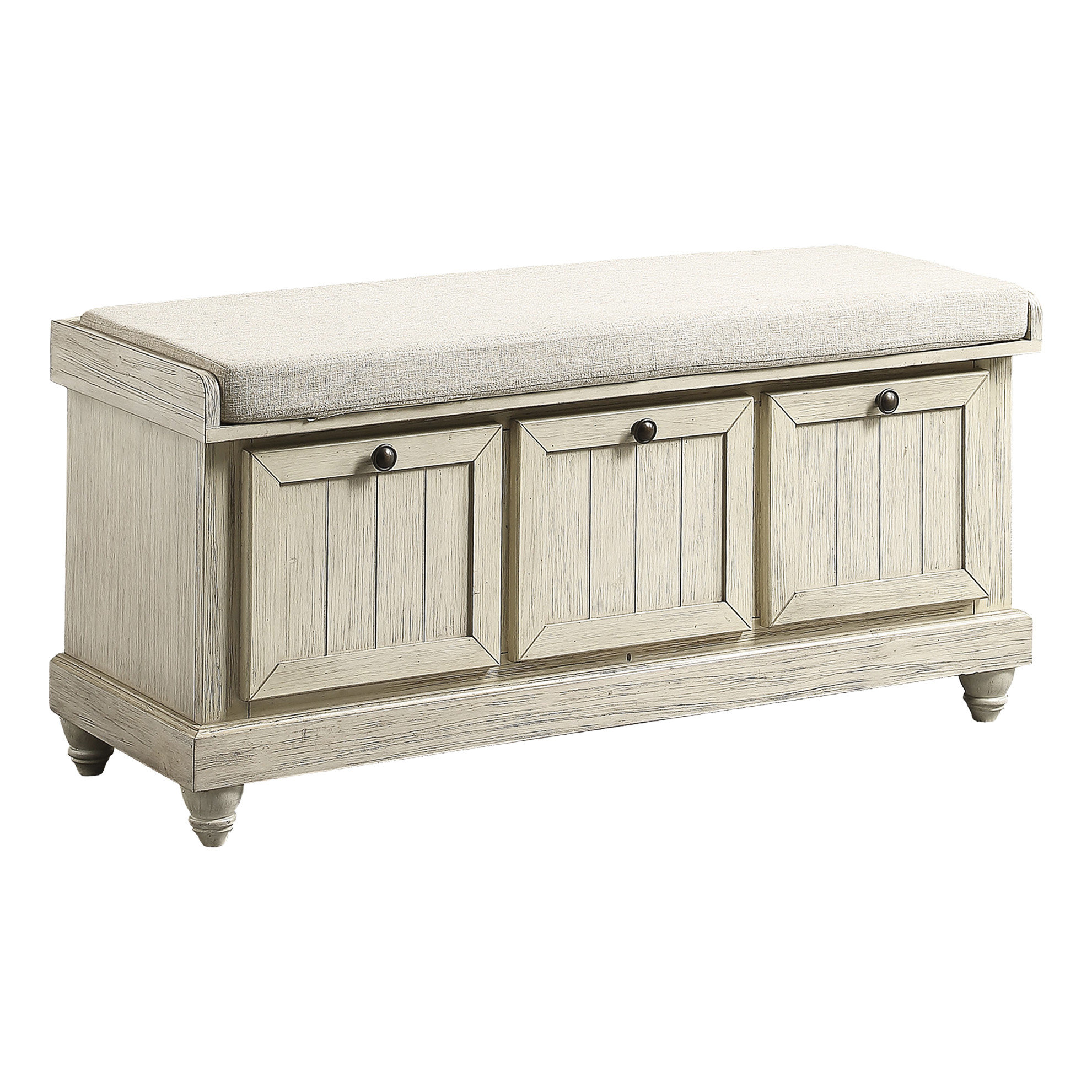 One Allium Way Flip-Top Dark Grey Bench With Upholstery And Solid Wood ...