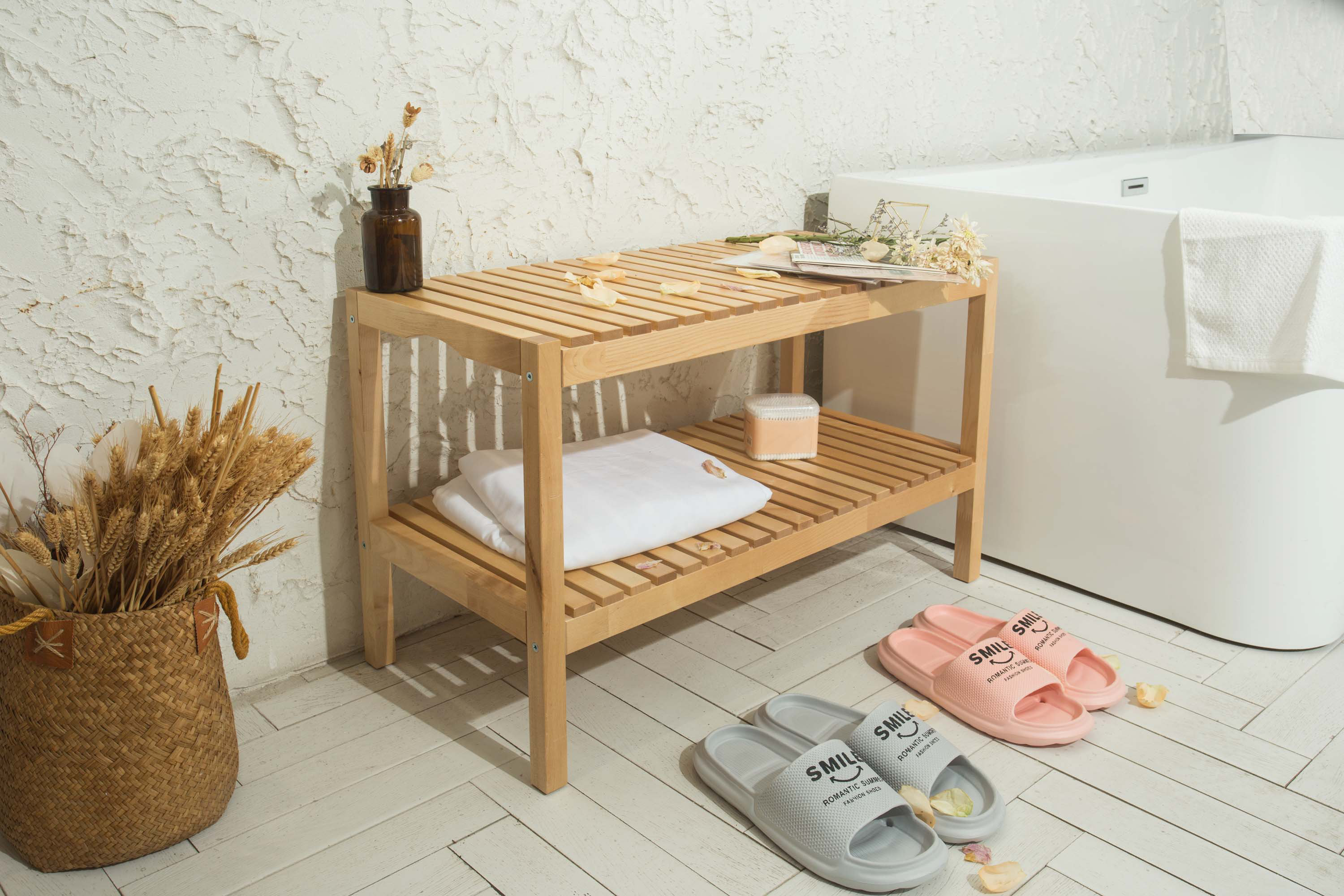 Latitude Run® 18 Pair Stackable Solid Wood Shoe Storage Bench | Wayfair