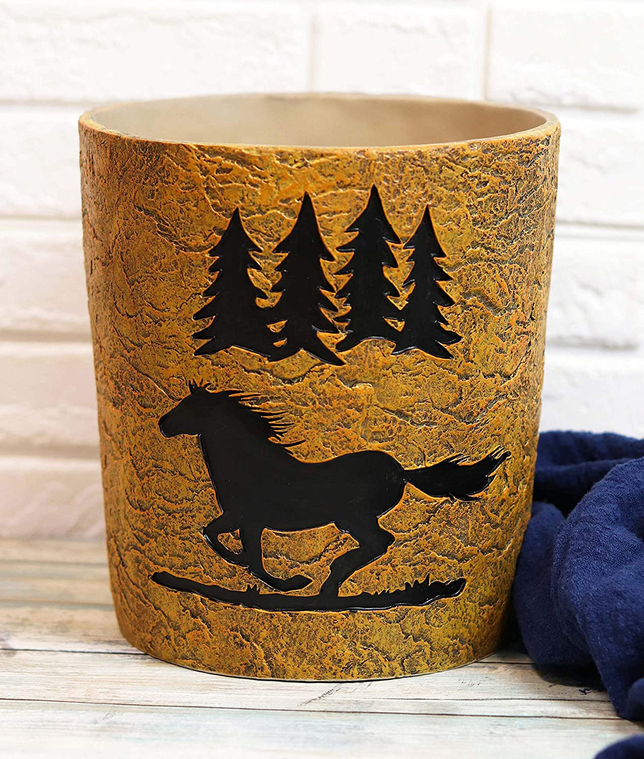 Loon Peak Ebros Wildlife Rustic Galloping Mustang Horse With Pine Trees Silhouette Bathroom ...