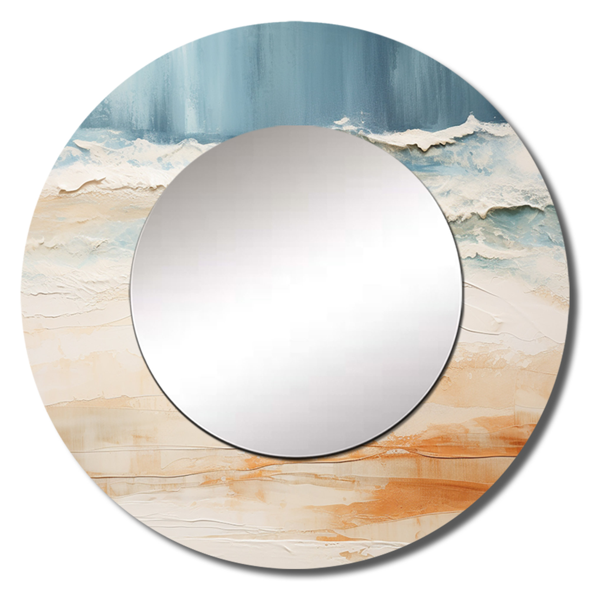 East Urban Home Rojin Beige And Blue Beach Tranquility I - Beach Mirror ...