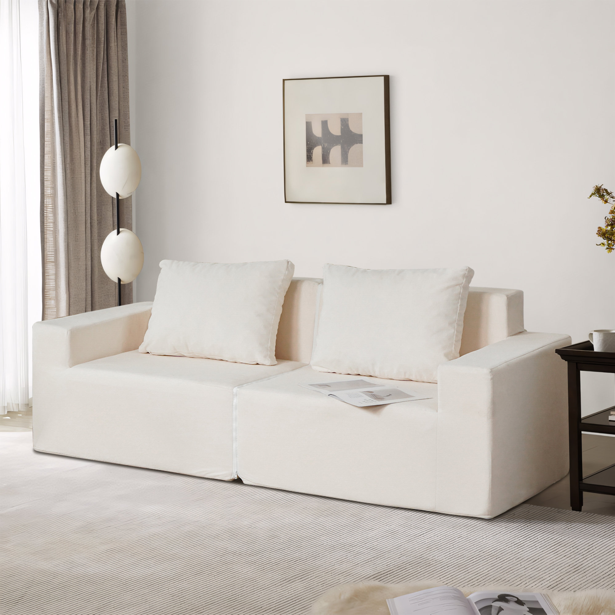 Inbox Zero Milissent No Installation&Convertible Living room foam sofa ...