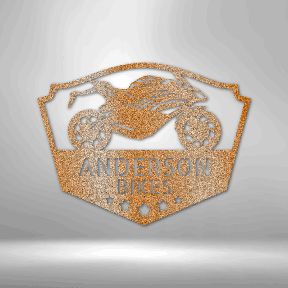 17 Stories Personalized Bike Shop Monogram Steel Sign Steel Art Wall ...