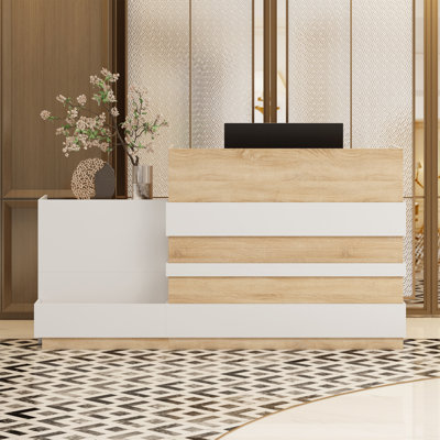 Wrought Studio 86.6'' W Rectangular Reception Desk With Open Shelves ...