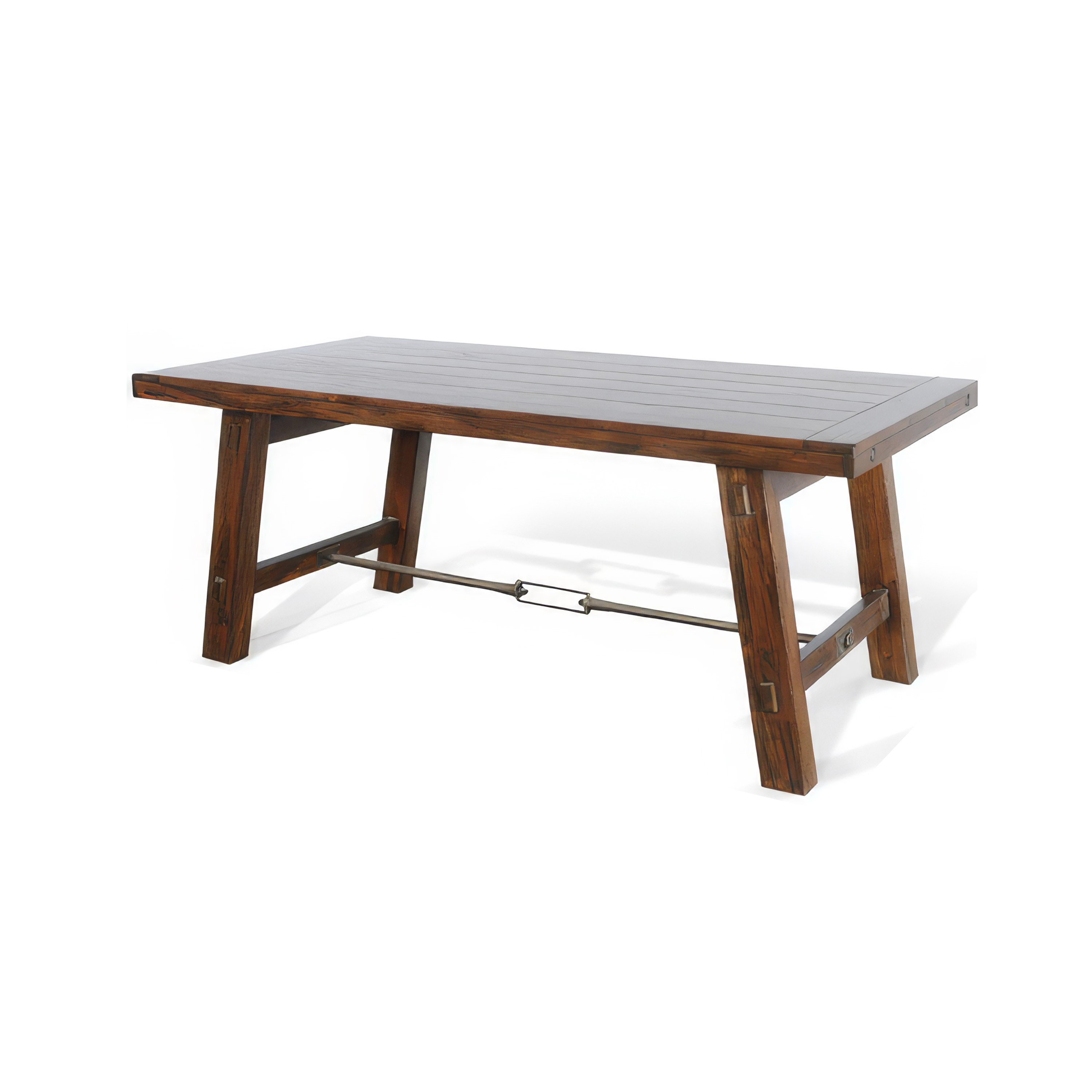 Benjara Reggie Dining Table, Turnbuckle Stretcher, Brown Mahogany, 74 ...