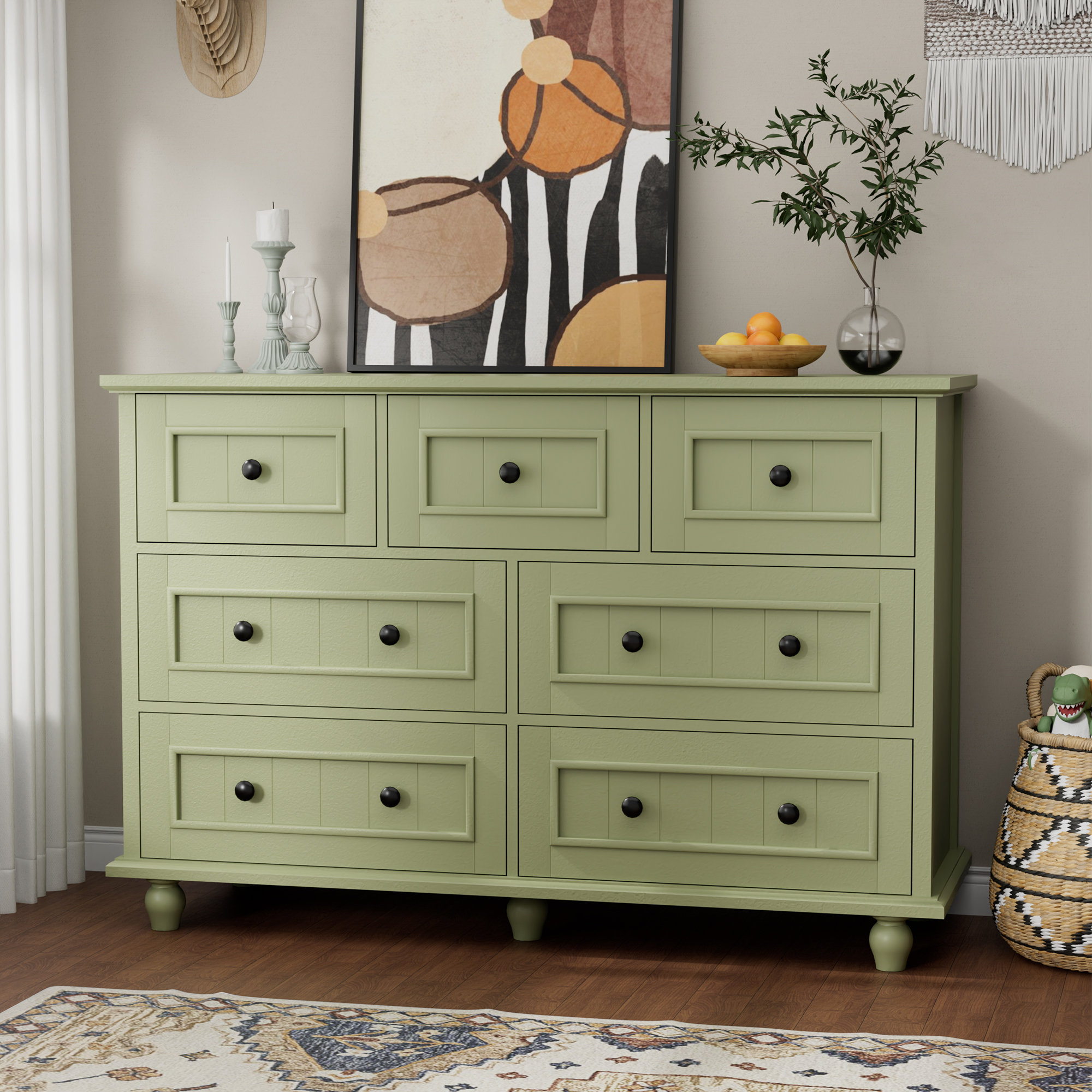 Ophelia & Co. 7 Drawer 47.24" W Retro Dresser & Reviews | Wayfair