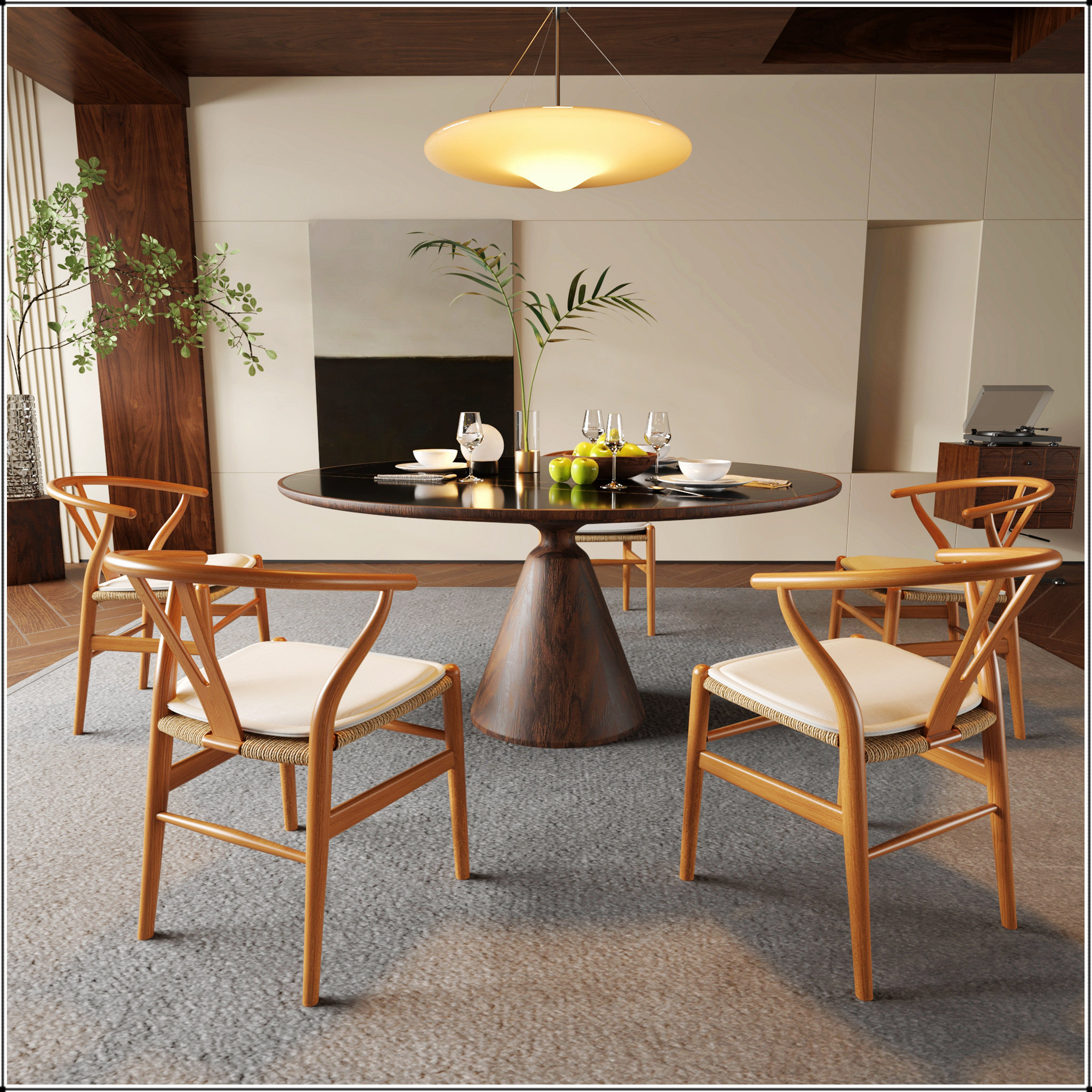 Winston Porter Wishbone Chairs for Dining Room,Soild Wood Weave Dining Chair,Armchair,Fully ...