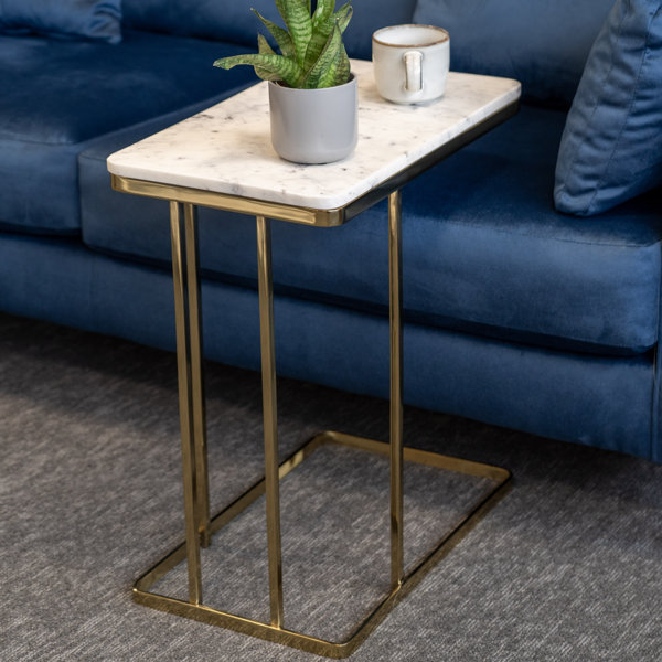 Canora Grey Belfort Luxury Sofa Side Table - Real Marble Small Table ...