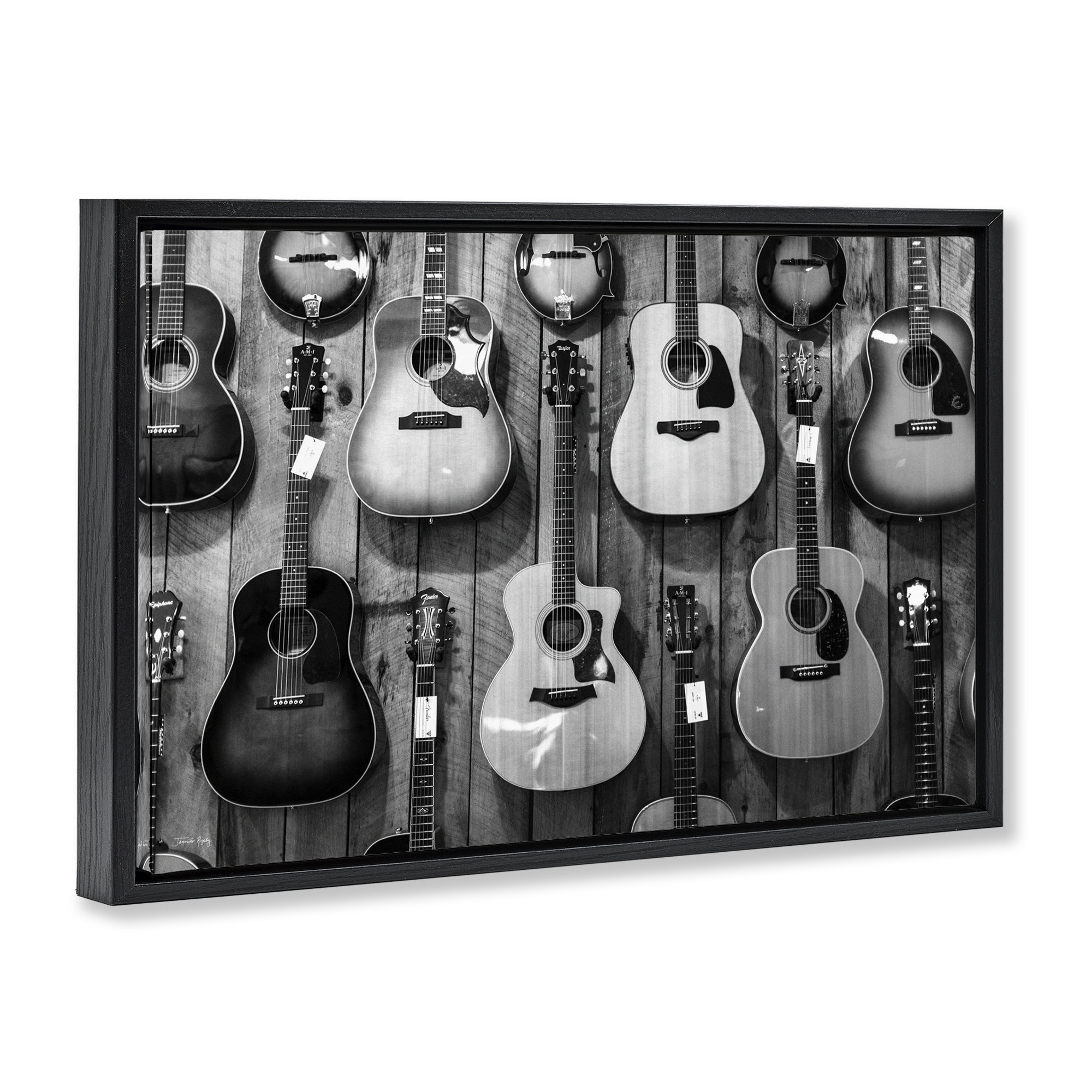 Latitude Run® Acoustic Guitars Hanging Framed Floater Canvas by ...