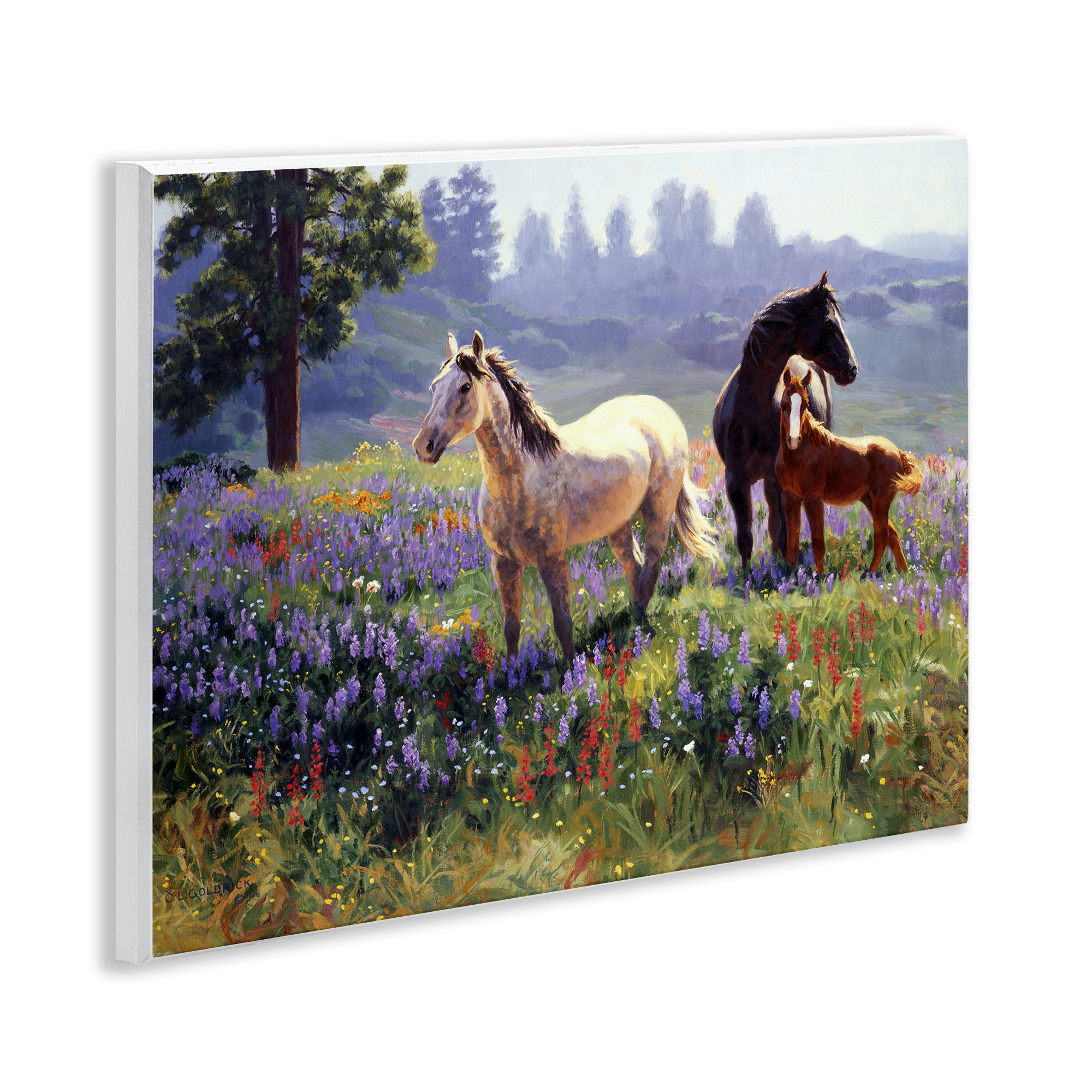 Ophelia & Co. Horse Family in Charming Meadow Wall Plaque Art, design by Claire Goldrick | Wayfair