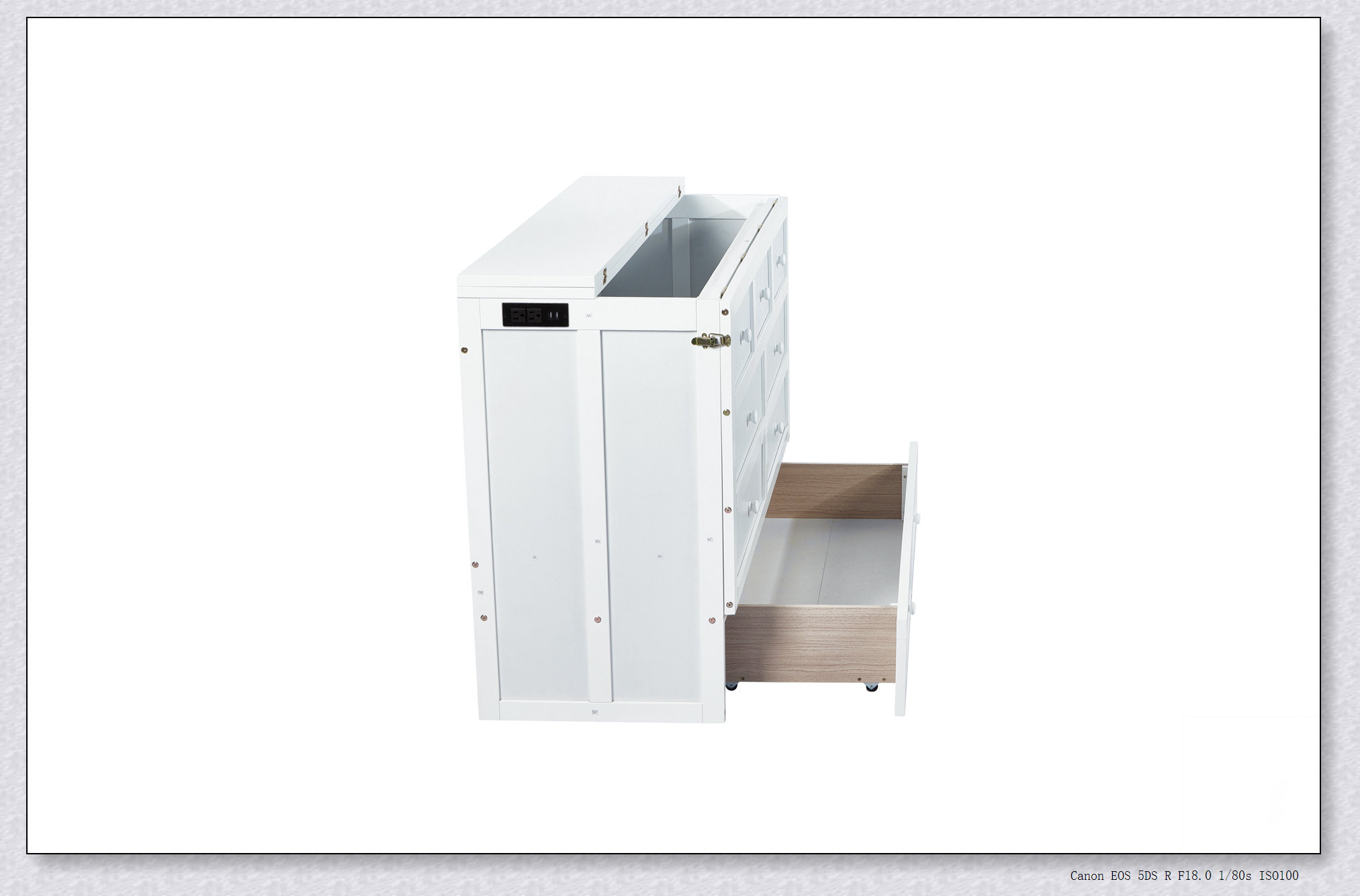 Winston Porter Murphy Bed Cabinet With Storage Drawer And Charging ...