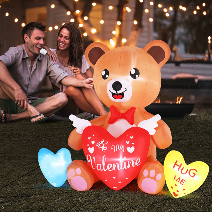The Holiday Aisle® Valentine's Day Bear Holding Heart Inflatable ...