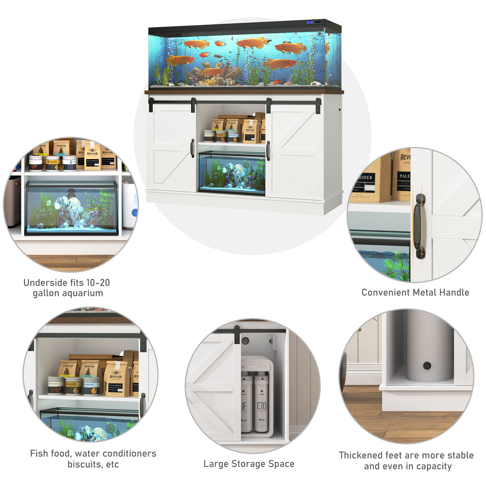 Gracie Oaks Farmhouse Aquarium Stand For 55-75 Gallon Fish Tanks ...