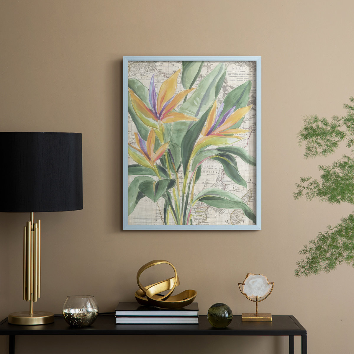 Winston Porter Map Flora I Framed Print - Solid Wood | Wayfair