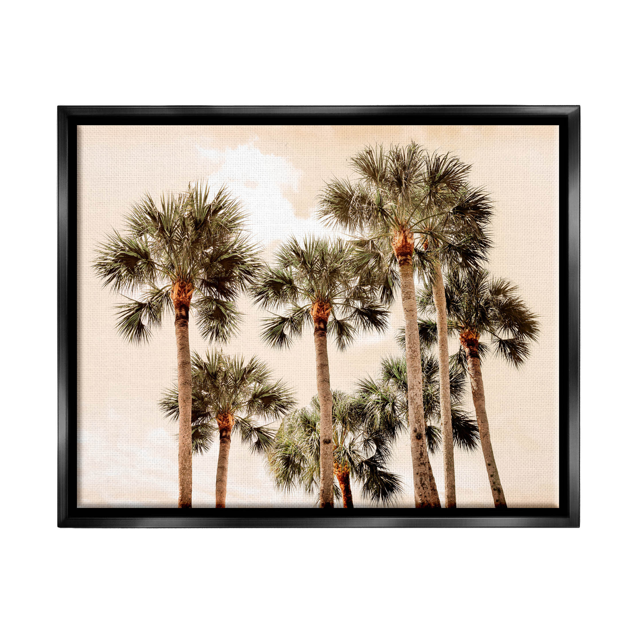 Stupell Industries Summer Palm Trees Sky Framed Floater Canvas Wall Art ...