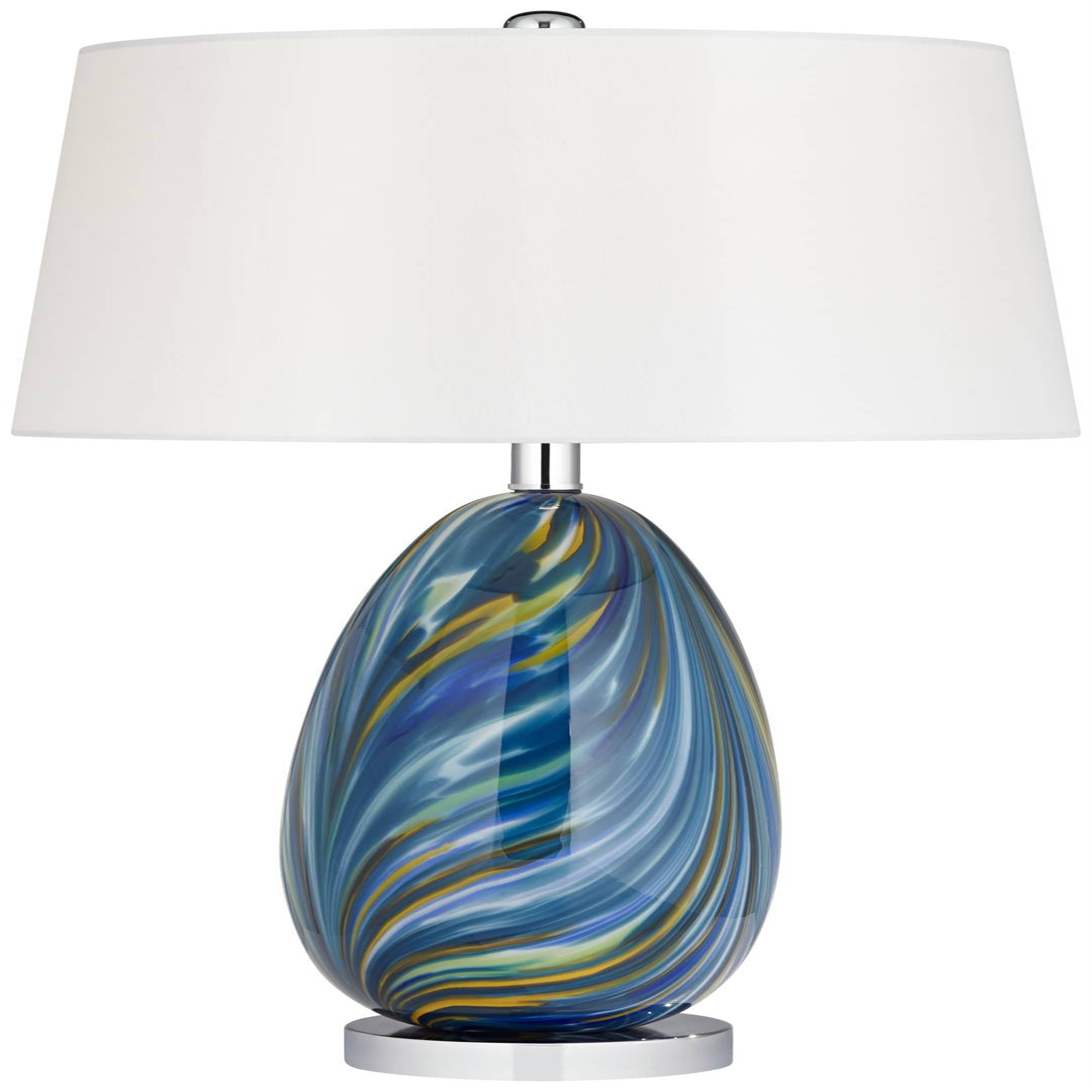 Brayden Studio® Modern Table Lamp 27" Tall, Blue Hand Blown Art Glass ...