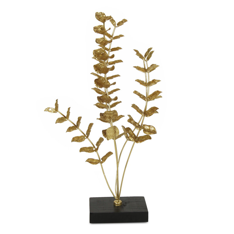 Mercer41 Jacoby Golden Leaf Stem Sculpture | Wayfair