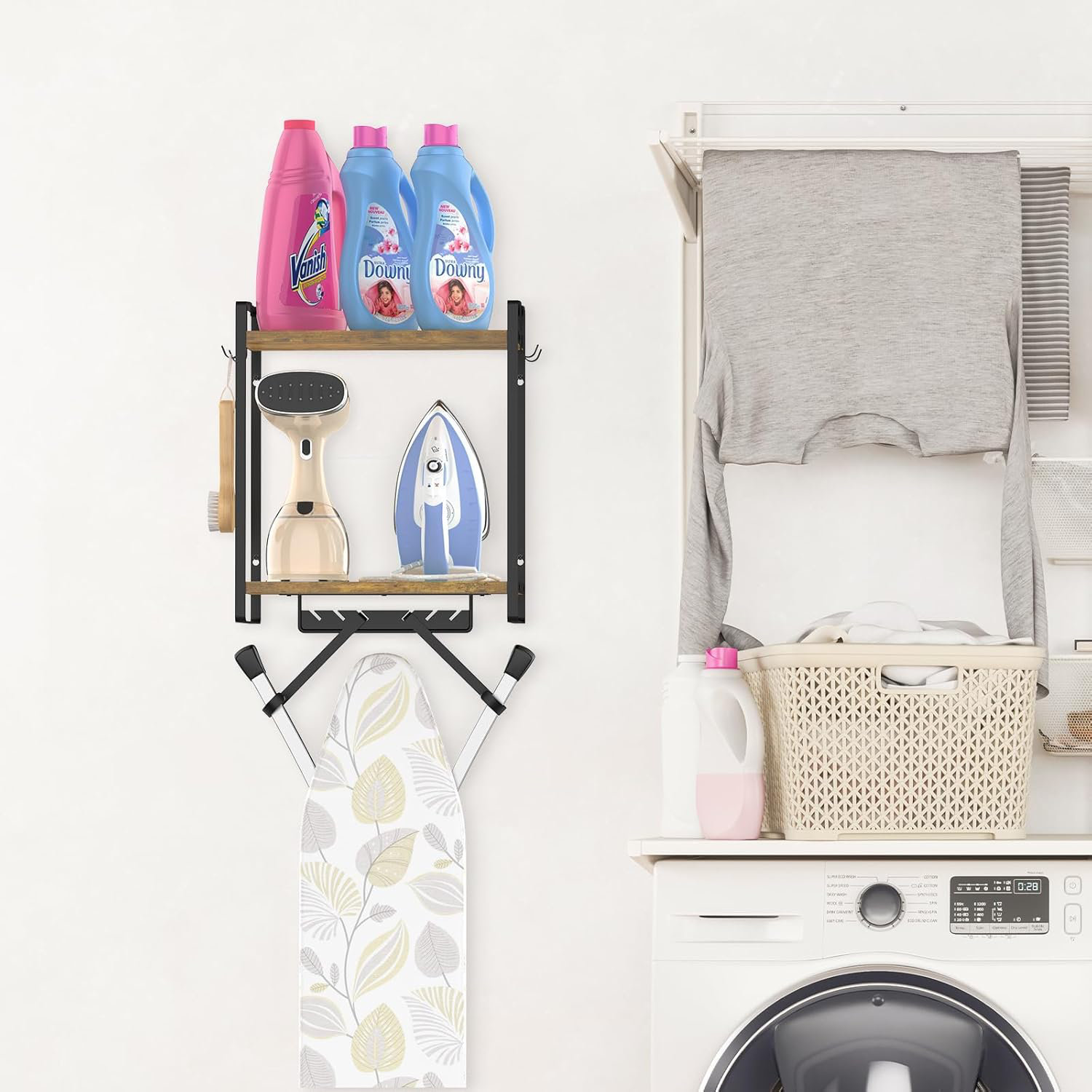 X－MAX FURNITURE 2 Tiers Ironing Board Holder Wall Mount, Iron Board ...