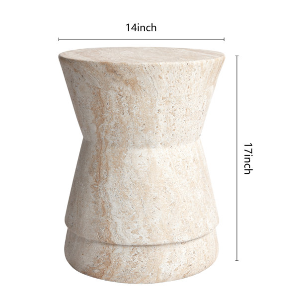 Ivy Bronx Hourglass Travertine Stone Finish Italian Design MgO Side ...