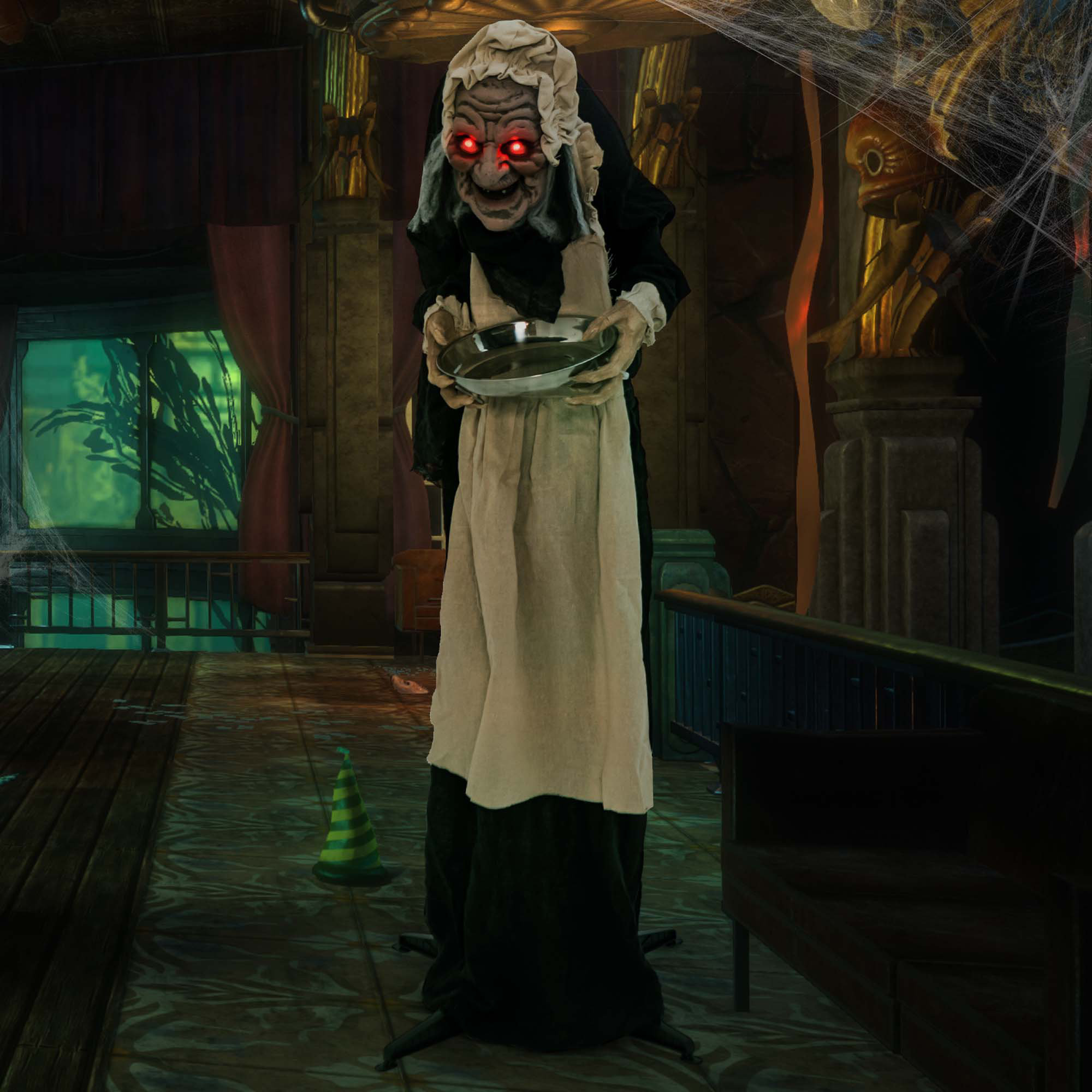 The Holiday Aisle® 5.2 Ft Halloween Animated Standing Greeter Old Lady ...