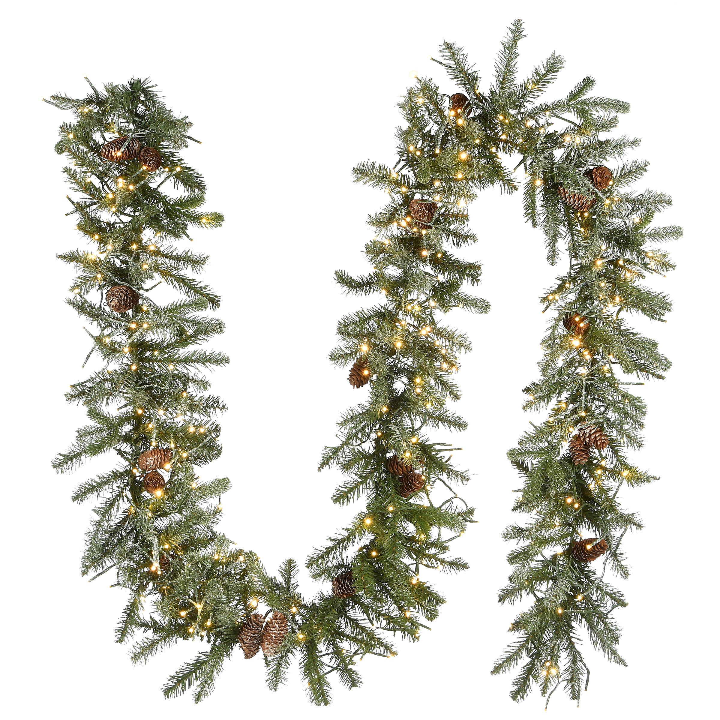 The Holiday Aisle® 9' Snowy Morgan Spruce Garland with 400 Lights ...