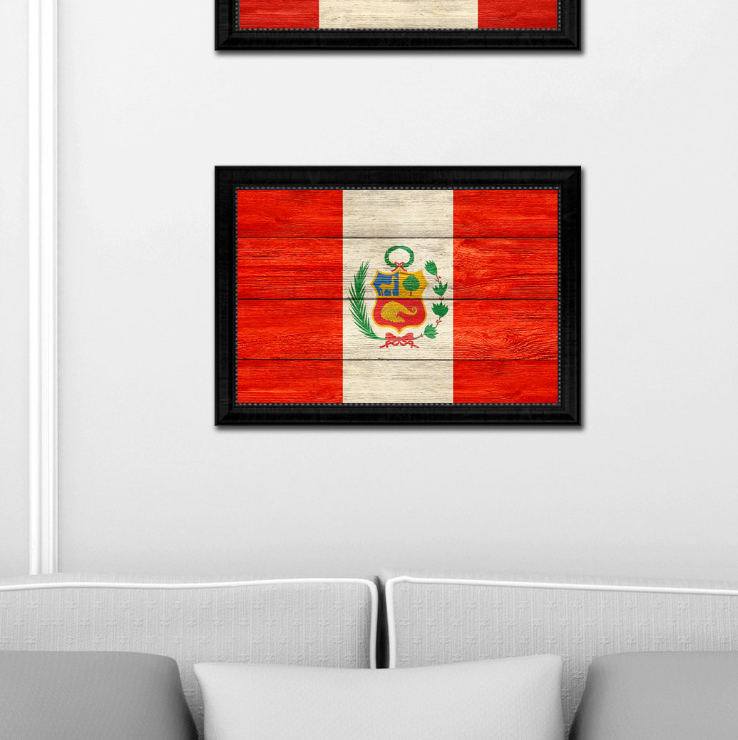 Spot Color Art 'Peru Country Flag' Framed Painting on Canvas | Wayfair